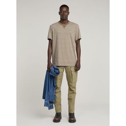 G-Star Raw G-STAR T-Shirt »Nifous Stripe T-Shirt« ensis green/dk brick stripe M M Gerippter Ausschnitt und Einsatz