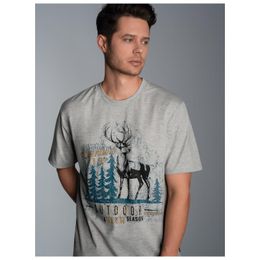 TRIGEMA T-Shirt &raquo;T-Shirt mit gro&szlig;em Hirsch-Printmotiv&laquo; 1 Stk. grau-melange S S DELUXE-Single-Jersey