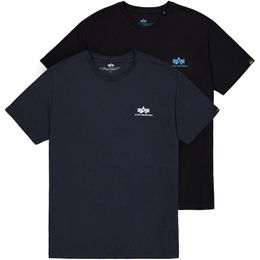 Alpha Industries Rundhalsshirt »Basic T Small Logo 2 Pack« Set, 2 Stk. rep. blue / black/blue M M Doppelpackung Shirts von Alpha