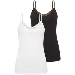 CLOUD 5IVE Klassische Bluse »Cloud5ive Damen Top 2er Set V-Neck Spitzentop weiss« white/black S S Elegante Blusen für Business und Freizeit