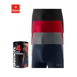 Bench. Boxer &raquo;Boxershorts f&uuml;r Herren&laquo; Dose, 4 Stk. Unterhosen in der Dose mit kleinem Logodruck auf dem Bein navy, anthrazit-meliert, rot, schwarz...