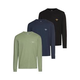 Quiksilver Langarmshirt &raquo;DIAMONDS BEST LS TEE PACK3 YM&laquo; Packung, 3 Stk. black + navy + sea spray L L Longsleeve 3er Pack von Quiksilver