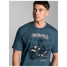 TRIGEMA T-Shirt »T-Shirt mit großem Motorrad-Printmotiv« 1 Stk. jeans-melange L L DELUXE-Single-Jersey