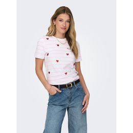 Only T-Shirt &raquo;ONLKITA LIFE REG S/S HEART TOP BOX JRS&laquo; Bright White Print:Voila XL (42) XL (42) Regular Fit Passform, die deinen Oberk&ouml;rper locker...