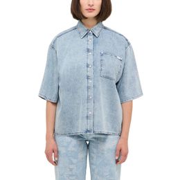 Mustang Kurzarmbluse &raquo;Damen Style Ella Shirt&laquo; Blau 101 44 44 Lockerer Schnitt