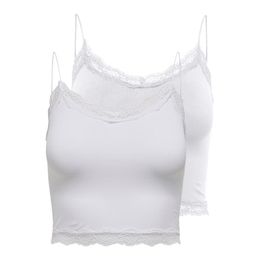 Only Damen Only Tr&auml;gertop &raquo;ONLVICKY LACE SEAML 2-PACK CROPPED TOP&laquo; Packung, 2 Stk. wei&szlig; L/XL