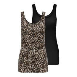 Only Damen Only Tanktop &raquo;ONLLIVE &ndash; Tanktops im Doppelpack mit Stretchkomfort&laquo; Set, 2 Stk. modisch, Jersey, slim fit, Baumwollmischung, Rundhals 