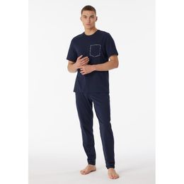 Schiesser Schlafanzug &raquo;95/5 Essentials&laquo; 2 tlg. mit Rundhalsausschnitt 804-nachtblau 56 56 Herren-Schlafanzug von Schiesser