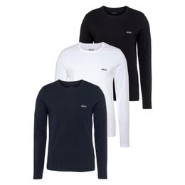 BOSS Herren BOSS Langarmshirt &raquo;longsleeve-Shirt R-Neck Classic COTTON 3pcs/pack&laquo; 3 Stk. mit BOSS Logo-Schriftzug schwarz-wei&szlig; S (48)