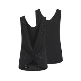 CLOUD 5IVE Klassische Bluse &raquo;Top mit Lochmuster und hinten offen in Wickeloptik&laquo; black S S Vielseitige Kombinationsm&ouml;glichkeiten