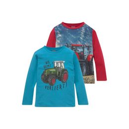Kidsworld Jungen Kidsworld Langarmshirt &raquo;Traktoren&laquo; Packung, 2, 2 Stk. Langarm, Basic-Passform, bedruckt bunt 104/110