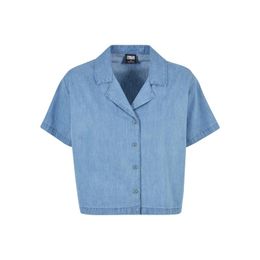 Urban Classics Klassische Bluse »Damen Ladies Light Denim Resort Shirt« skyblue washed S S Kurzärmelige Hemden für Freizeit und Büro
