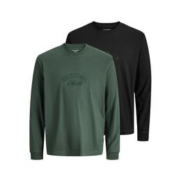 Jack & Jones JACK & JONES JUNIOR Langarmshirt &raquo;JORBLEECKER BRANDING TEE LS 2PK MP JNR&laquo; Packung, 2 Stk. Black Pack:JJ W. Forest River_JJ 176 176 T-Shirt von Jack...