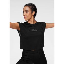 OCEAN SPORTSWEAR Damen Yoga & Relax Shirt &raquo;Soulwear - 2-tlg. Yoga Shirt & Top&laquo; Set, Kurzarm, sportlicher Stil, mit Print, Rundhalsausschnitt schwarz 