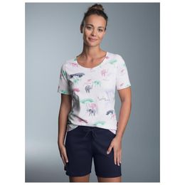 TRIGEMA Schlafanzug &raquo;Kurzer Schlafanzug mit Safari-Print&laquo; 1 tlg. weiss L L DELUXE-Single-Jersey