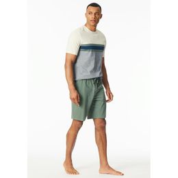 Schiesser Shorty &raquo;Casual Nightwear&laquo; 2 tlg. Shorts in Uni mit Bindeband am Bund 701-khaki 50 50 Kurzer Herrenschlafanzug