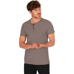 TRIGEMA T-Shirt »T-Shirt Knopfleiste aus Biobaumwolle« 1 Stk. camel-C2C L L BIO DELUXE-Single-Jersey