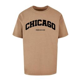 Merchcode T-Shirt &raquo;Herren Chicago Wording - Acid Washed Oversize Tee&laquo; 1 Stk. unionbeige L L Vielseitige T-Shirts f&uuml;r jeden Anlass