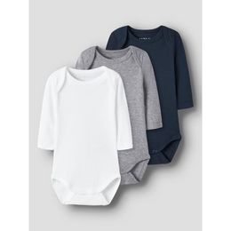 name it Body »NBNBODY 3P LS SOLID NOOS« Packung, 3 Stk. Dark Sapphire Pack:w/ Grey Melange + Bright White 62 - N-Gr N-Gr 62 Body von name it für...