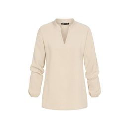 CLOUD 5IVE Klassische Bluse &raquo;Musselin Bluse mit V-Neck und Stehkragen&laquo; beige XL XL Vielseitige Kombinationsm&ouml;glichkeiten