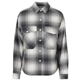 Urban Classics Klassische Bluse &raquo;Damen Ladies Oversized Check Shirt&laquo; whitesand/black L L Langarmhemden f&uuml;r vielseitige Outfit-Optionen