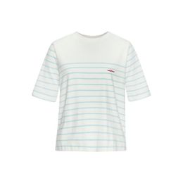Lascana T-Shirt mit Streifen, Kurzarmshirt aus Baumwolle, schlanke Optik, Basic wei&szlig;-hellblau gestreift 44/46 44/46 Runder Halsausschnitt