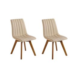 Beliani 2er-Set Esszimmerstuhl CALGARY in Beige/Braun | Gr.: onesize