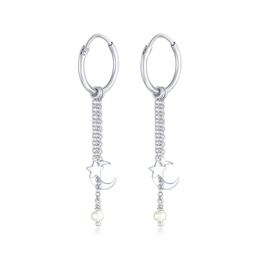 Elli Ohrringe 925 Sterling Silber Halbmond, Sterne, Stern in Silber | Gr.: onesize