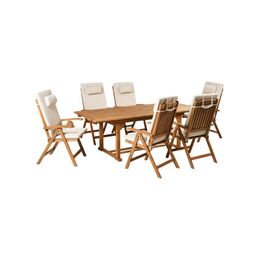 Beliani 7-tlg Gartentisch Set JAVA PREMIUM in Braun/Beige | Gr.: onesize