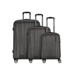 Polestream Moonrock 4 Rollen Kofferset 3-teilig mit Dehnfalte in black brushed | Gr.: onesize