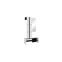 ByLiving Kompaktgarderobe NANTE in weiß - B 100, H 186, T 40 cm | Gr.: onesize