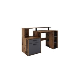 ByLiving Schreibtisch LOUIS in Old Wood (Altholz-Optik) - B 140, H 89, T 55 cm | Gr.: onesize