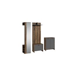 ByLiving Garderoben-Set BEN in Old Wood (Altholz-Optik) - 4-teilig | Gr.: onesize