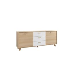 ByLiving Sideboard BASTIAN in Eichefarbig Bianco - B 180, H 72,5, T 36,5 cm | Gr.: onesize
