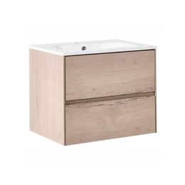 Beliani 2-tlg Badezimmerschrank mit Waschbecken VITA in Braun/Weiß | Gr.: onesize