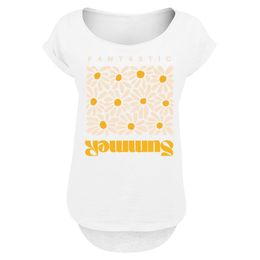 F4NT4STIC Long Cut T-Shirt Sommer Sonnenblume in wei&szlig; | Gr.: 5XL