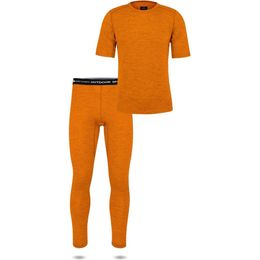 Normani Outdoor Sports Herren Merino-Set T-Shirt und Unterhose in Orange | Gr.: 5XL