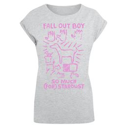 F4NT4STIC Extended Shoulder T-Shirt Fall Out Boy Pink Dog So Much Stardust in grau meliert | Gr.: S