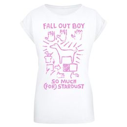 F4NT4STIC Extended Shoulder T-Shirt Fall Out Boy Pink Dog So Much Stardust in wei&szlig; | Gr.: S