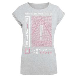 F4NT4STIC Extended Shoulder T-Shirt Panic At The Disco Turn Up The Crazy in grau meliert | Gr.: XS