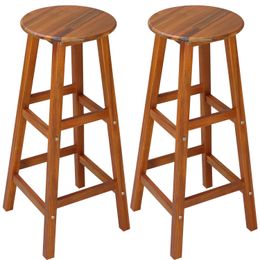 Casaria Barhocker 2er-Set Akazienholz 76x34x34cm