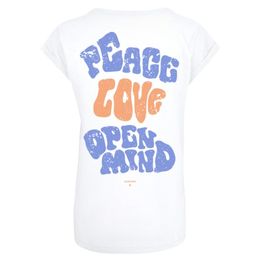 F4NT4STIC Extended Shoulder T-Shirt Peace Love and Open Mind in wei&szlig; | Gr.: L
