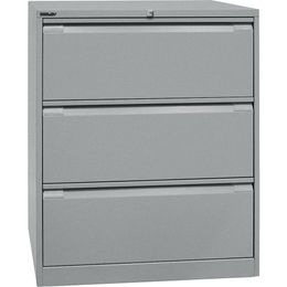 Bisley H&auml;ngeregistraturschrank, 2-bahnig, 3 Sch&uuml;be, DIN A4, wei&szlig;aluminium