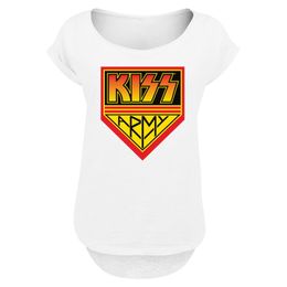 F4NT4STIC Long Cut T-Shirt Kiss Rock Band Army Logo in wei&szlig; | Gr.: S