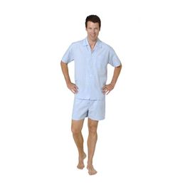 Normann Schlafanzug Shorty Pyjama kurzarm gewebt zum Kn&ouml;pfen - 80029 in blau | Gr.: 58