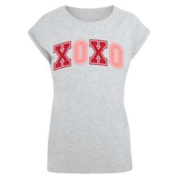 F4NT4STIC T-Shirt xoxo Varsity College Valentinstag in grau meliert | Gr.: 4XL