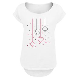 F4NT4STIC Long Cut T-Shirt Kreuz Pik Herz Karo Poker Kartenspiel in wei&szlig; | Gr.: S
