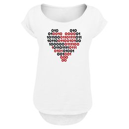 F4NT4STIC Long Cut T-Shirt I love you 01001001 Binary Code Herz Valentinstag in wei&szlig; | Gr.: S
