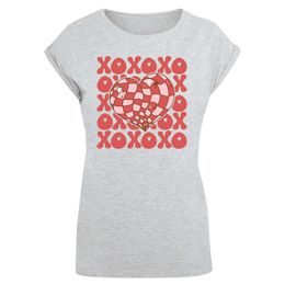 F4NT4STIC Extended Shoulder T-Shirt XOXO Herz Love in grau meliert | Gr.: XXL