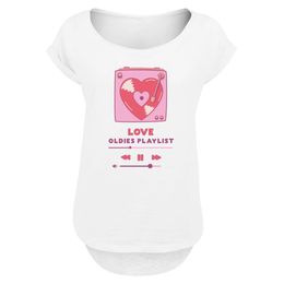 F4NT4STIC Long Cut T-Shirt Love Oldies Playlist Valentinstag in wei&szlig; | Gr.: S